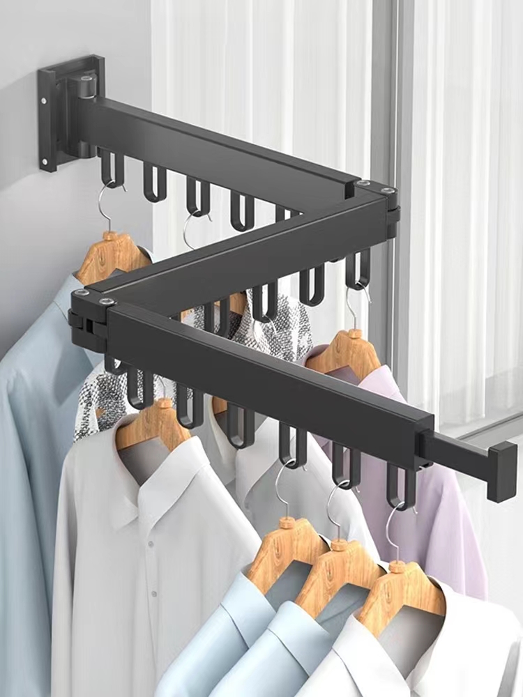 【ZZG】Aluminum Alloy Drying Rack Foldable Balcony Wall-Mounted Clothes ...