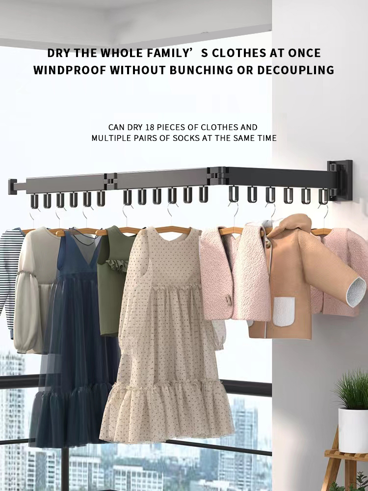 【ZZG】Aluminum Alloy Drying Rack Foldable Balcony Wall-Mounted Clothes ...