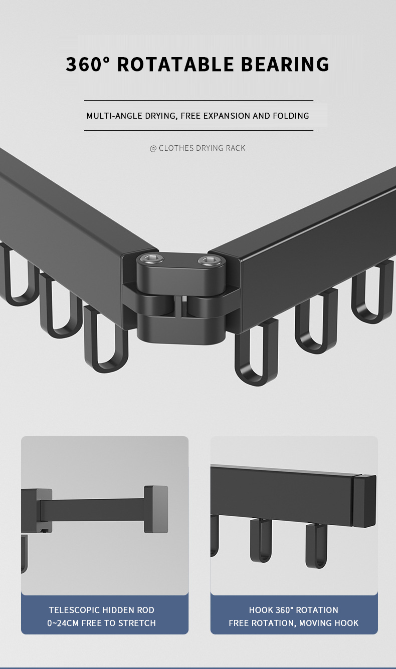 【ZZG】Aluminum Alloy Drying Rack Foldable Balcony Wall-Mounted Clothes ...