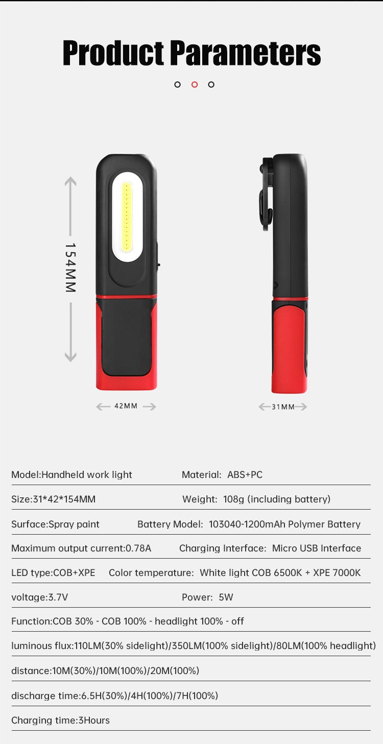 Handheld work light,bright car repair work light,magnetic attraction ...