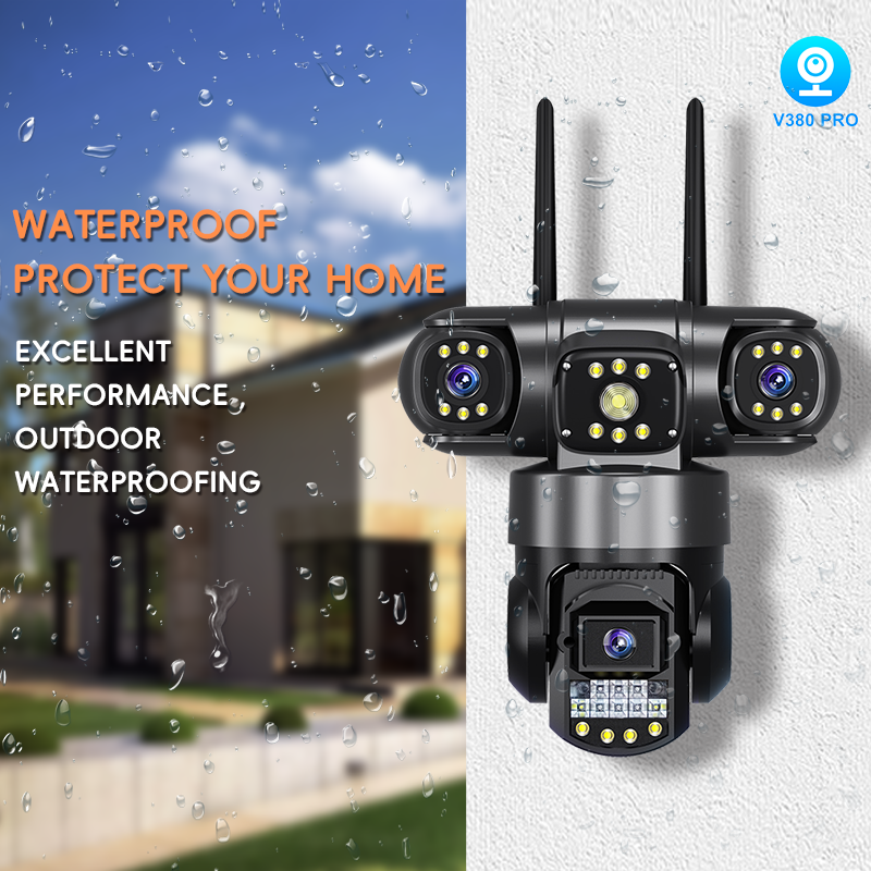 LLSEE V380 12MP 6K 3 Lens/Screen AI Humanoid Detection Waterproof ...