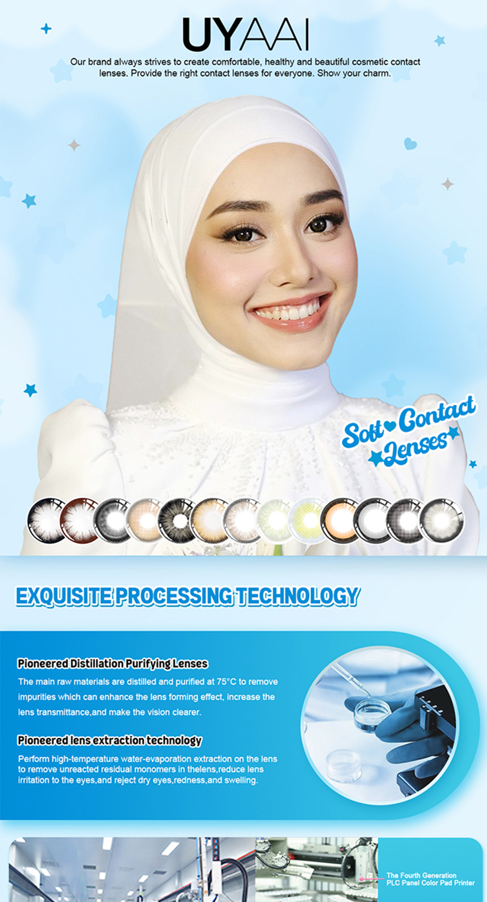 【14.0-14.5mm+0.00~-6.00+Blue/Green】UYAAI Colored Contact Lens Apex ...