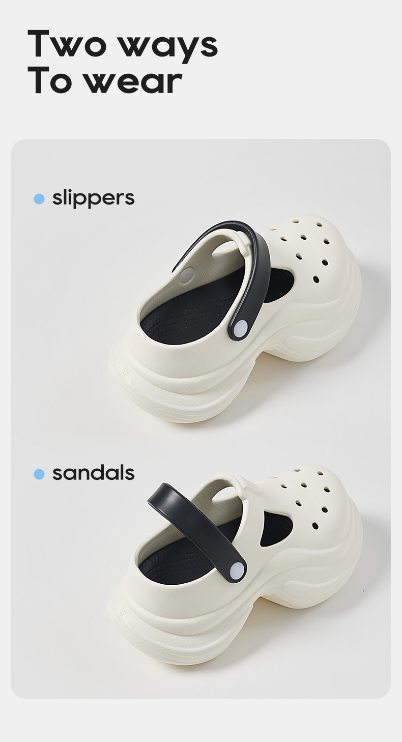 UTUNE Super Thick Sole Hole Shoes Women Lazy Half Slippers Summer ...