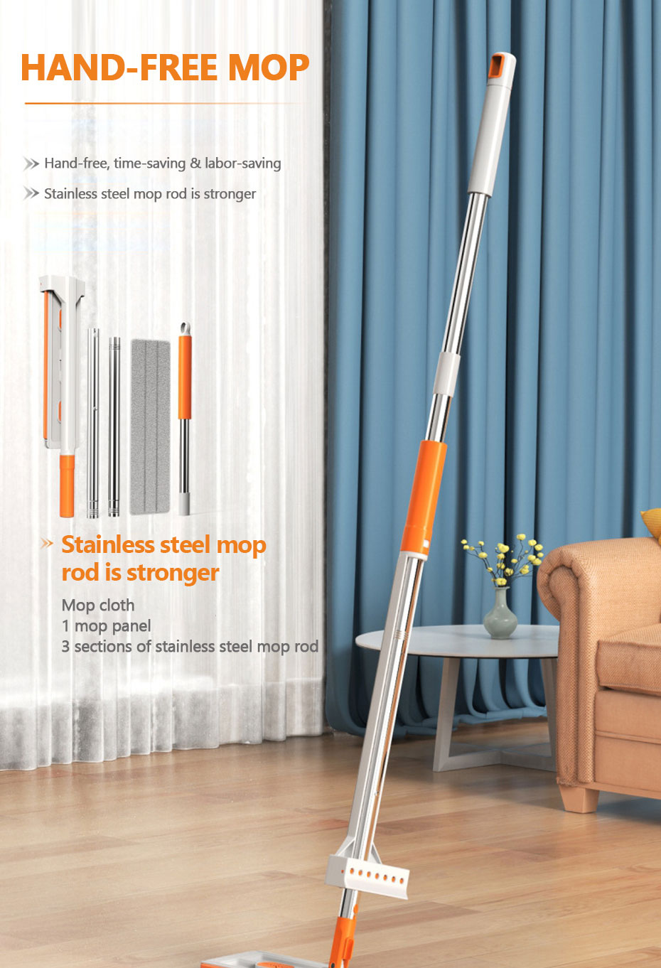 GREENSINDOOR 360° Rotating Hands-Free Flat Mop Lantai Floor Mop Perfect ...