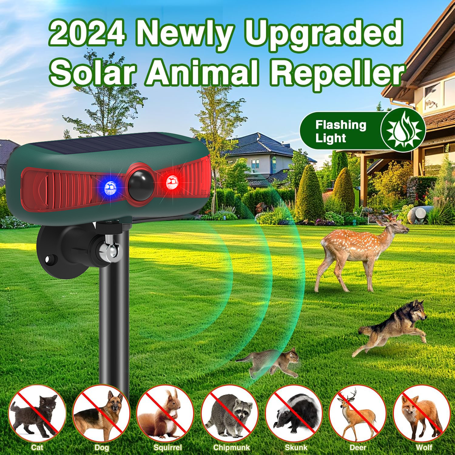 【2025 sensing sound wave】Ultrasonic Monkey Repellent PIR Sensor ...