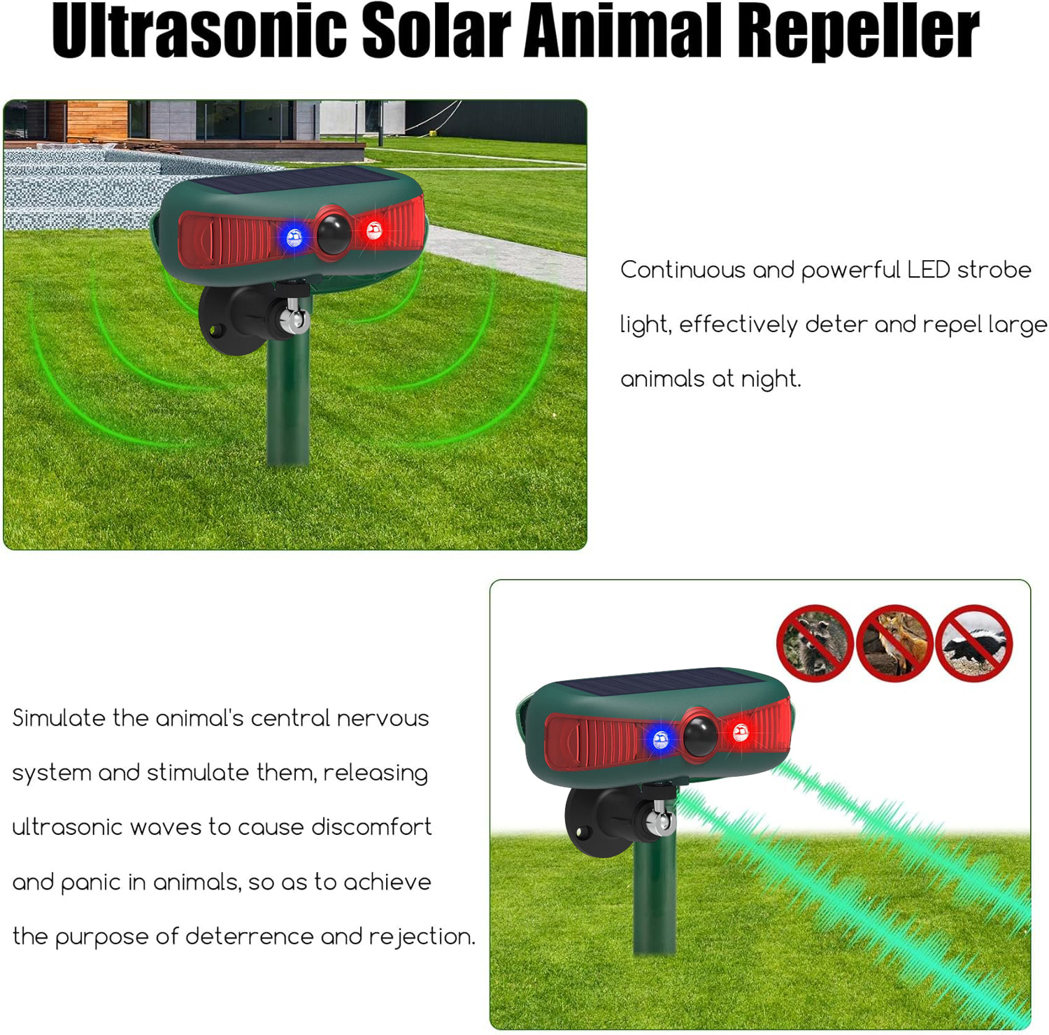 【2025 sensing sound wave】Ultrasonic Monkey Repellent PIR Sensor ...