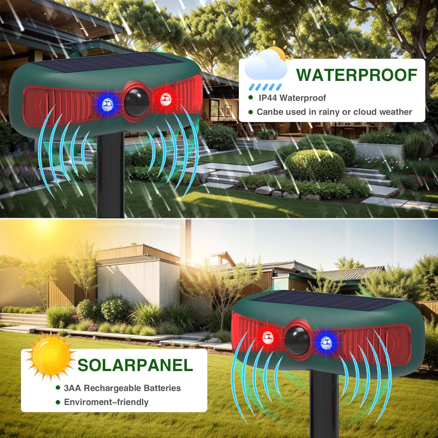 【2025 sensing sound wave】Ultrasonic Monkey Repellent PIR Sensor ...