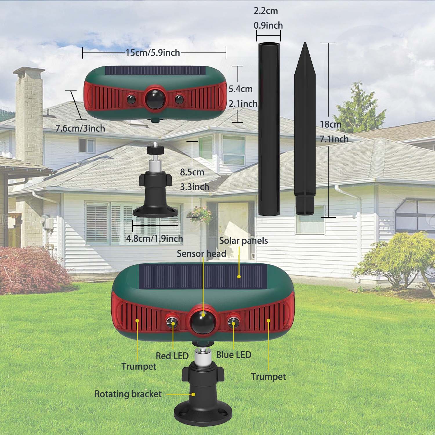 【2025 sensing sound wave】Ultrasonic Monkey Repellent PIR Sensor ...