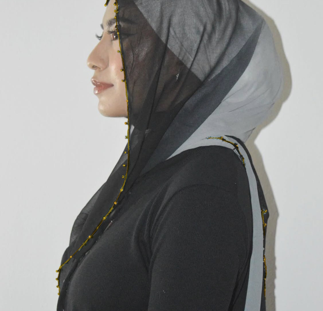 Jifang Gradient Double Colors Gold Beads Beading Beaded Bubble Chiffon ...