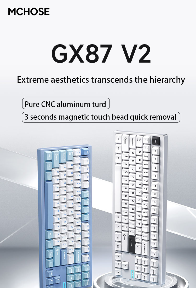 MCHOSE GX87 V2 Three-mode mechanical keyboard Aluminum glob wireless Bluetooth GASKET structure ...
