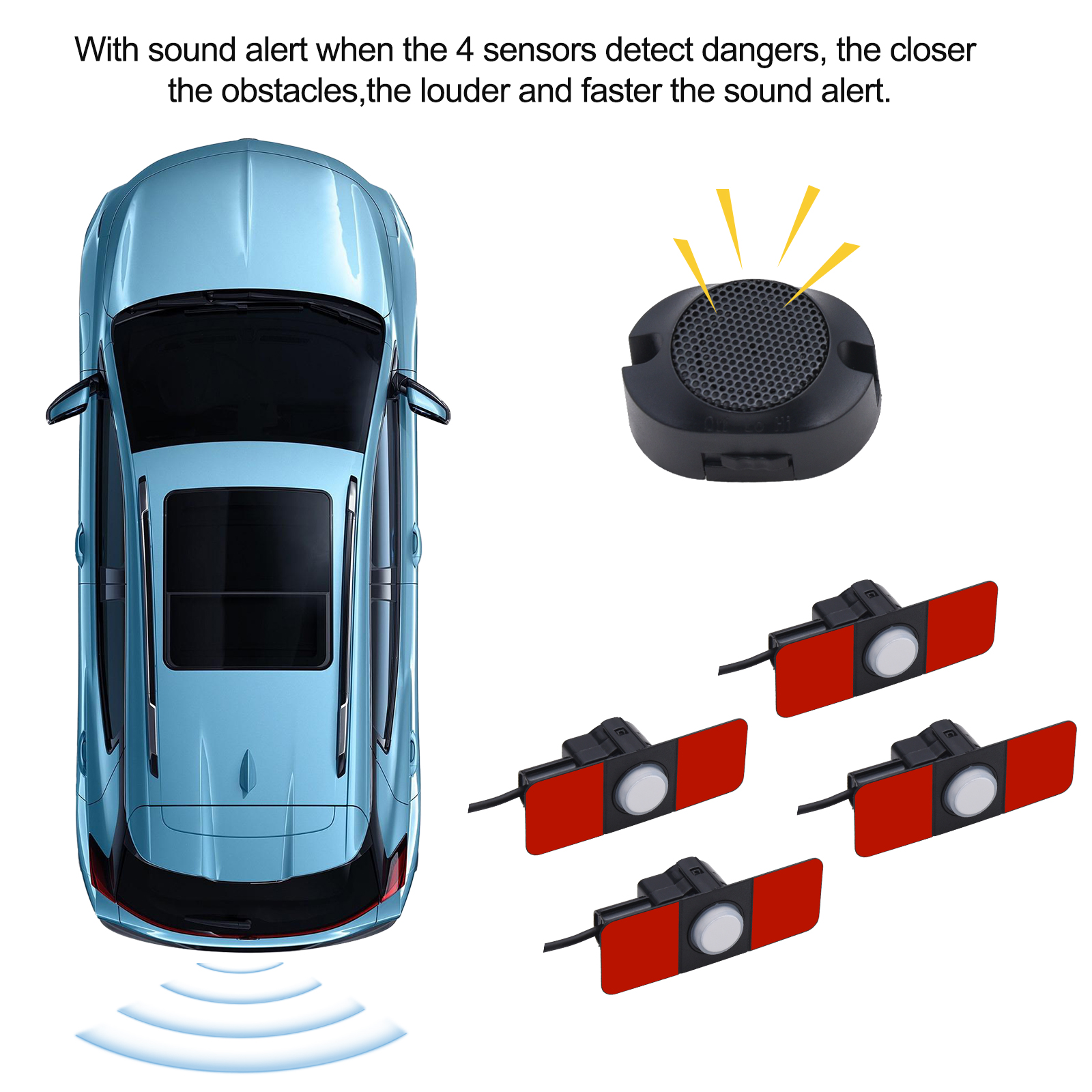 KAOLALI Car Parking Aid 4 Rear Sensors, Universal Car Parking Sensors ...
