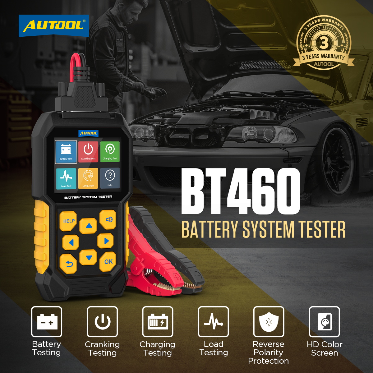 【Local Stock】AUTOOL BT460 12V 24V Car Battery Load Tester Cranking ...