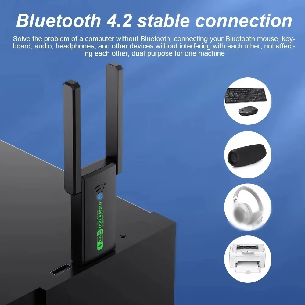 USB 3.0 WiFi Bluetooth Adapter 1300Mbps 2.4G 5GHz Dual Band Mini ...