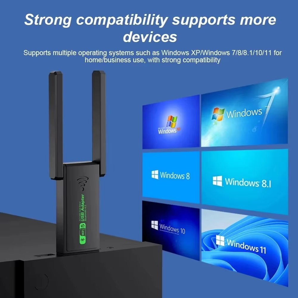 USB 3.0 WiFi Bluetooth Adapter 1300Mbps 2.4G 5GHz Dual Band Mini ...