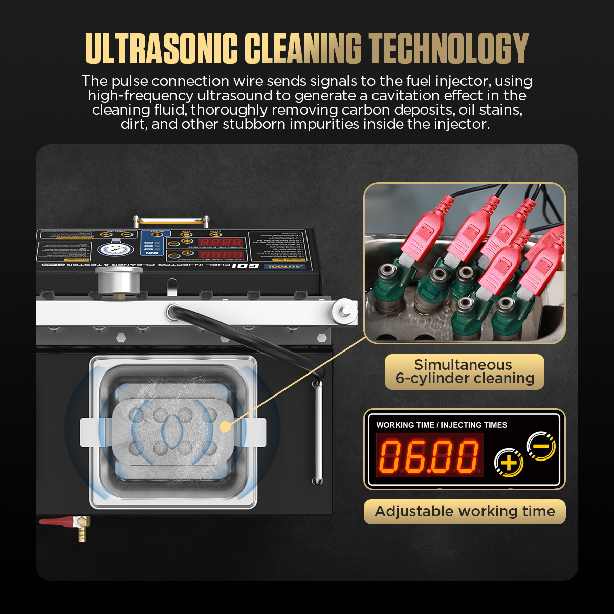 AUTOOL CT450 Car GDI EFI FSI Piezo Fuel Injector Cleaner Machine Smart ...