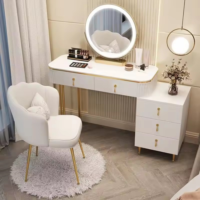 Girls cute dressing table set Nordic light luxury makeup storage ...