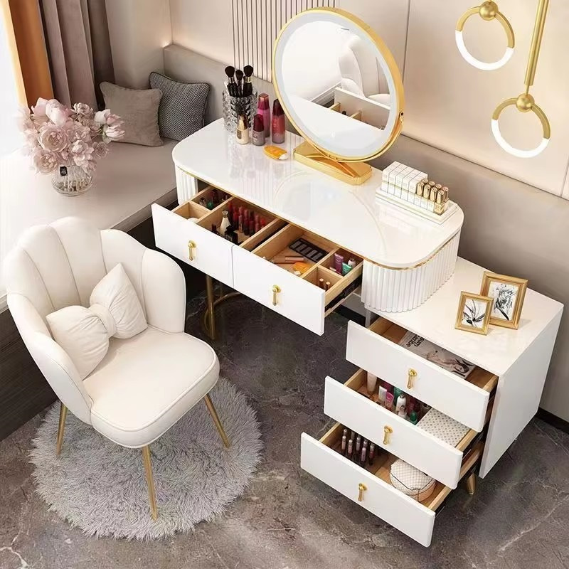 Girls cute dressing table set Nordic light luxury makeup storage ...