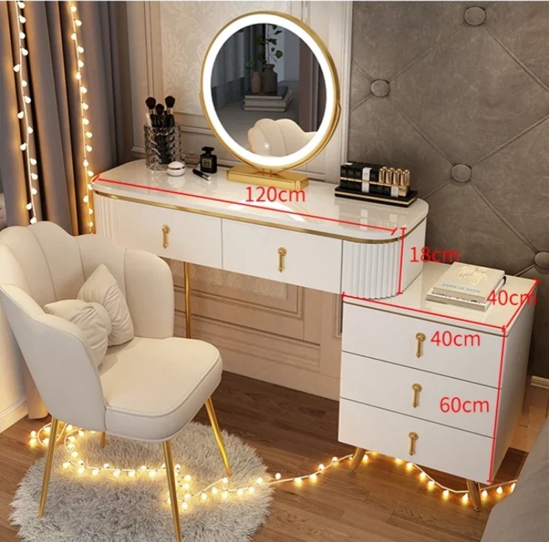 Girls cute dressing table set Nordic light luxury makeup storage ...