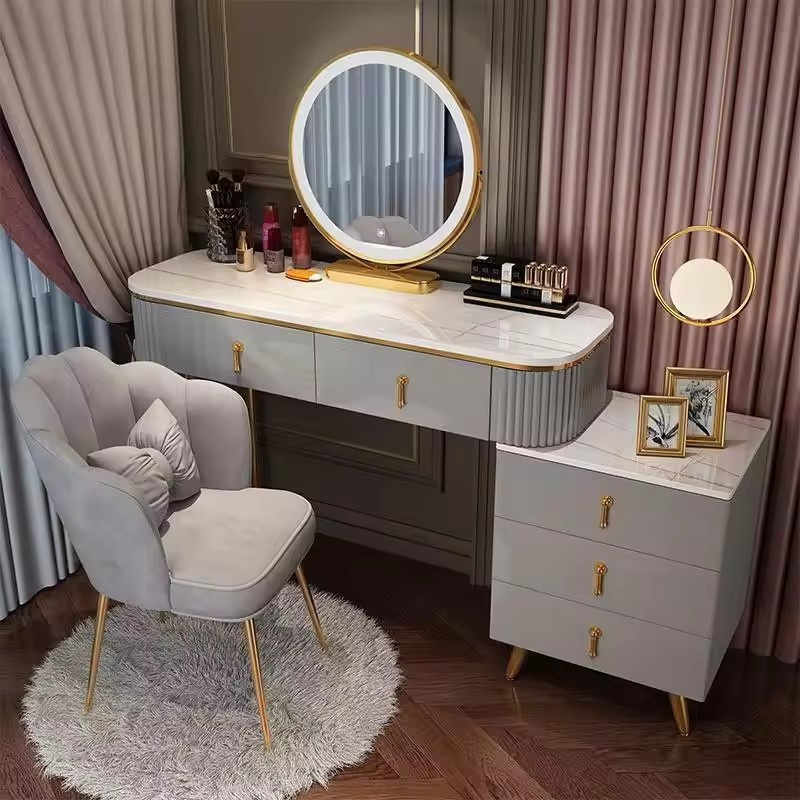 Girls cute dressing table set Nordic light luxury makeup storage ...