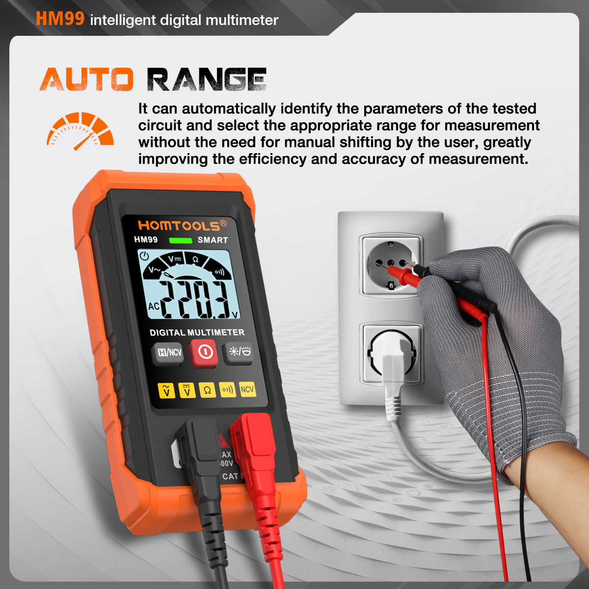 HOMTOOLS HM99 Smart Automatic Multimeter Digital Tester NCV 4000 Counts ...