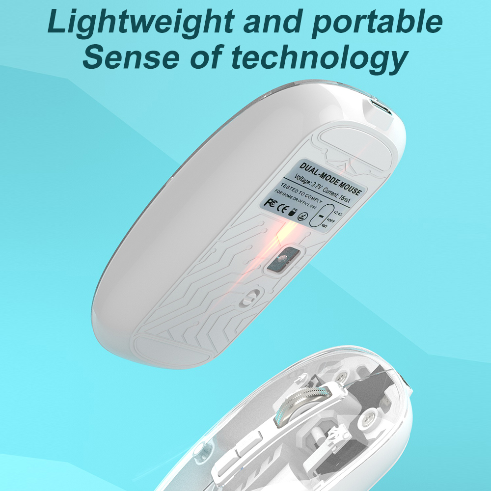 Transparent Wireless Mouse Dual Mode 2.4G Bluetooth-compatible ...
