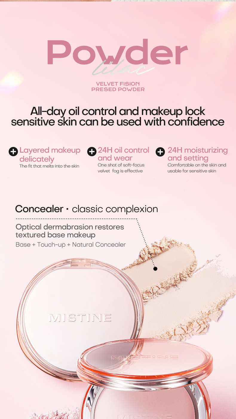 MISTINE Face Oil Control Powder 4K Compact Powder Makeup Setting Powder 9g Oil Control Concealer ...