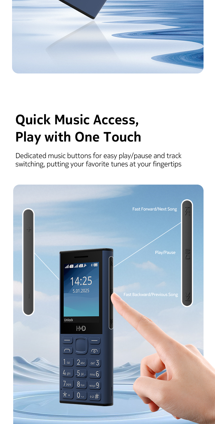 New HMD 130 Music Feature Phone 2G Nokia maker 2.4 in Display 2W Big ...