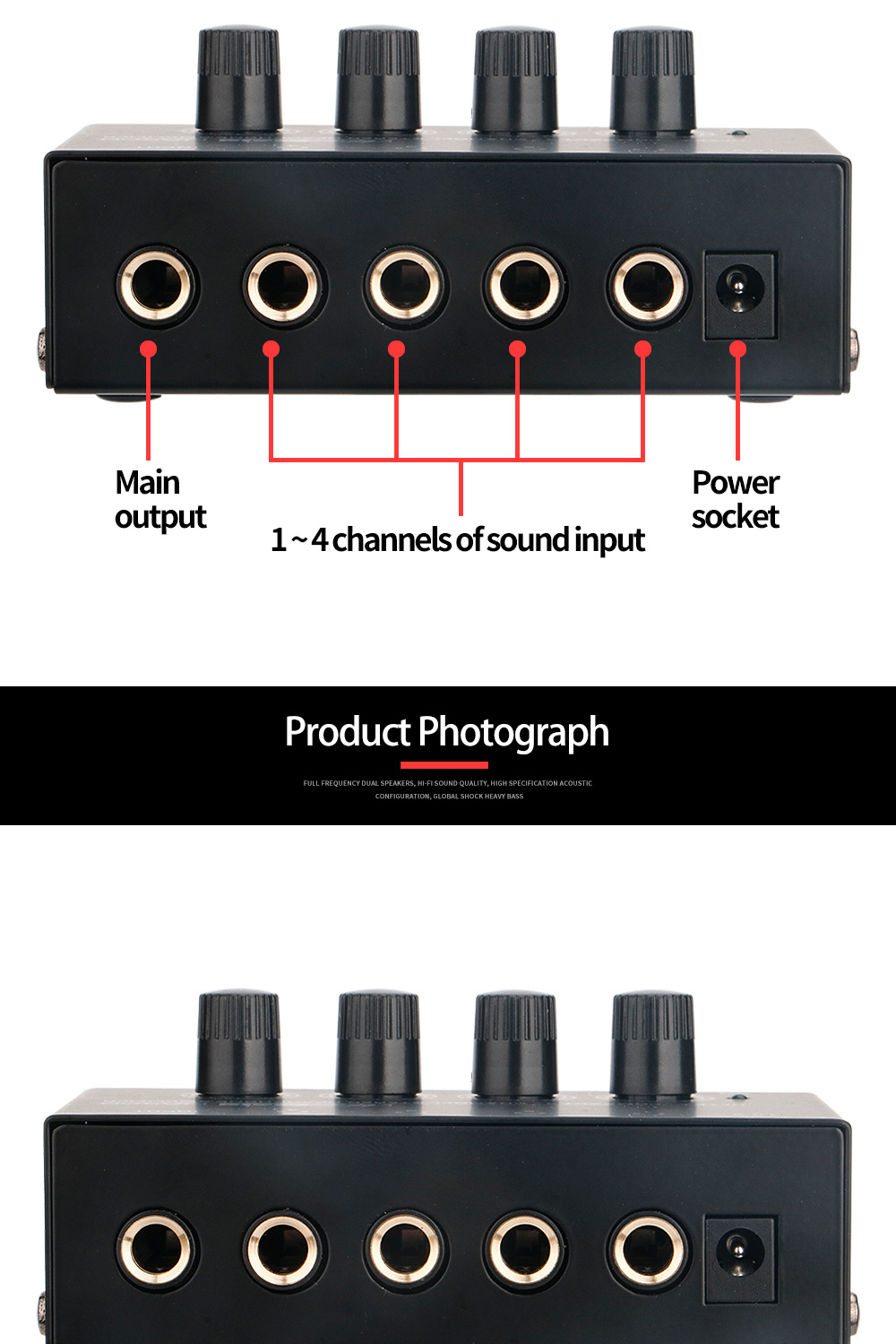 Mini Headphone Amplifier HA400 4 Channels Ultra-Compact Stereo Audio ...