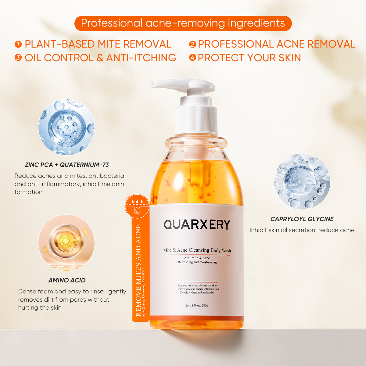 QUARXERY Exfoliate Gel Whitening Repair Facial Scrub Body Wash Mite ...