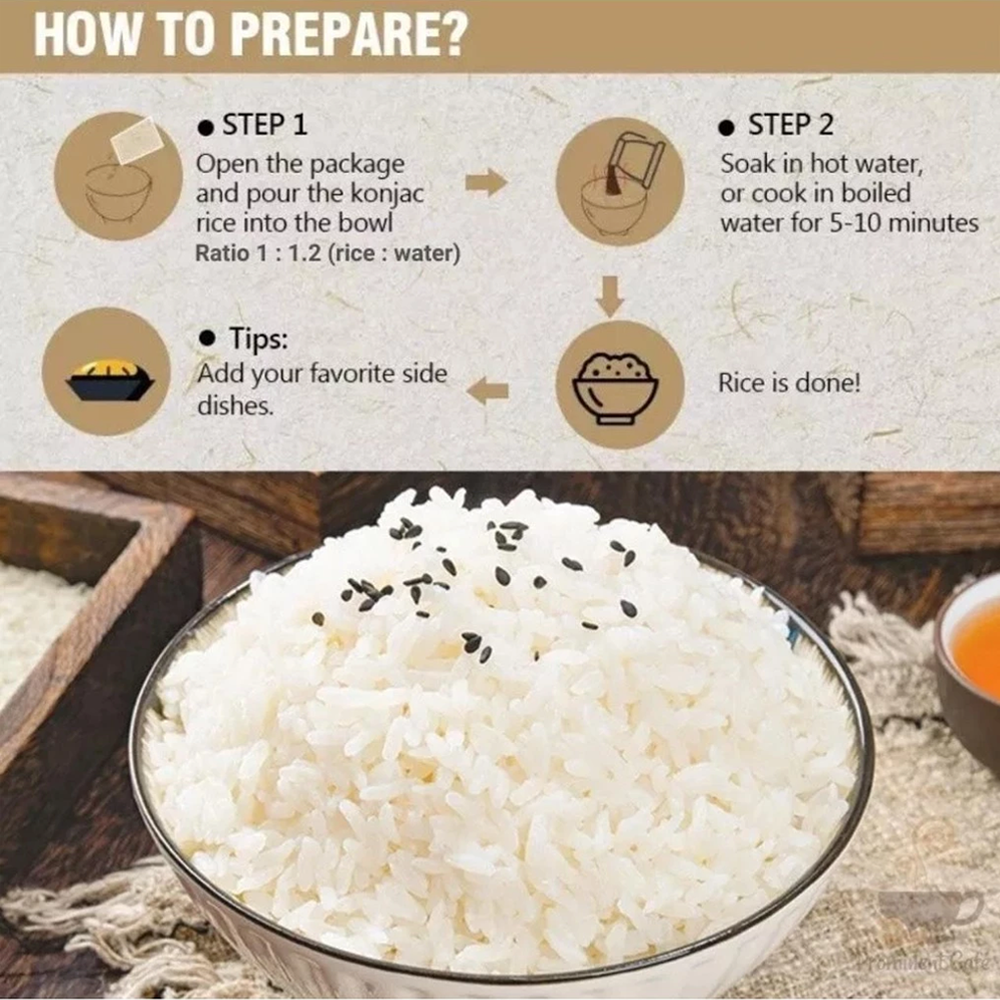 Halal konjac Dry Rice1kg Shirataki Rice Less Carb Zero Fat Low Calorie ...