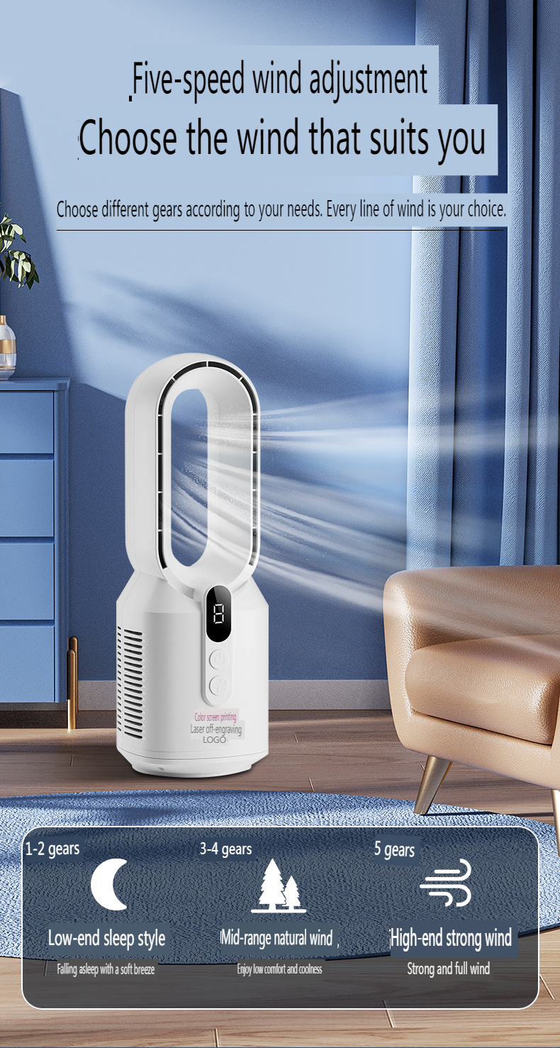 Actver Electric Bladeless Table Fan 5-speed Desktop USB Home Portable ...