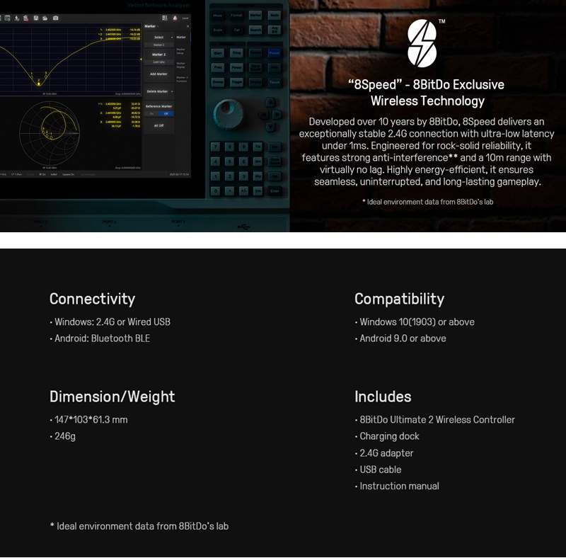 8BitDo Ultimate 2 Wireless Controller for Windows PC Android Steam Deck ...