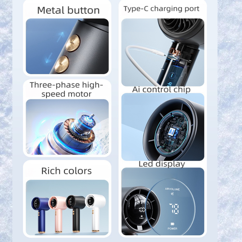 New Mini Kipas mini Fan USB Rechargeable Handheld fan 0-100 Level Speed ...