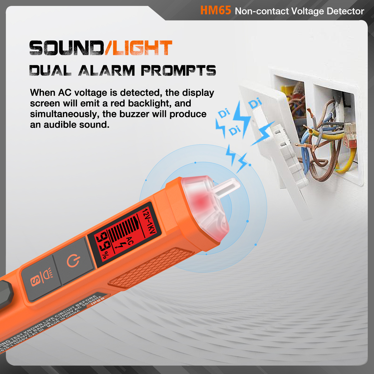 HOMTOOLS HM65 AC Voltage Detectors Non-Contact Voltage Meters 12-1000V ...