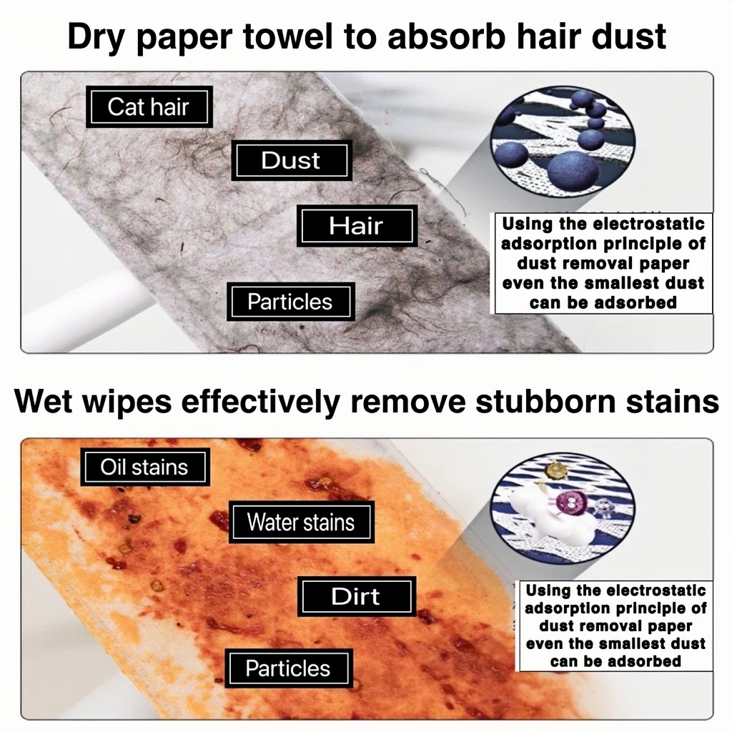 💫💫Electrostatic Flat Mop disposable Wet Dry Wipes Floor Cleaning Paper ...