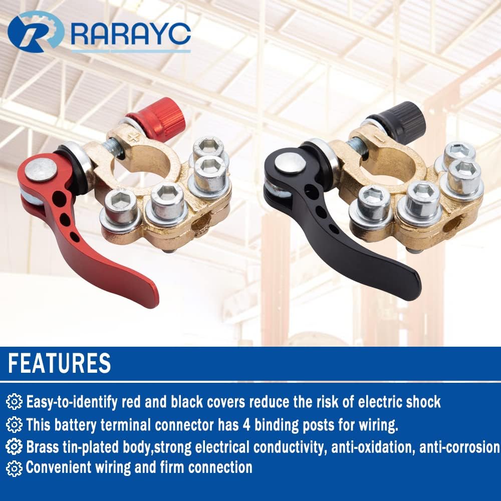 4 PCS Battery Terminal Connectors Top Post Kit with Cover, Allen Key ...