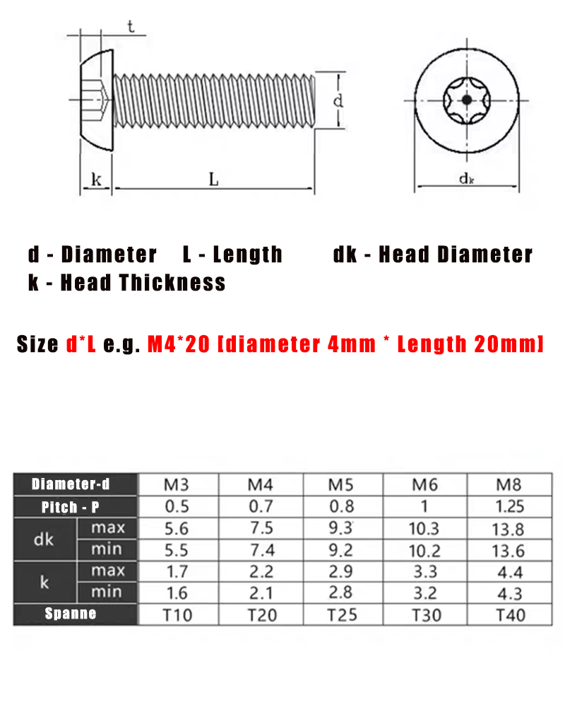 [RL] Torx Security Screw SUS 304 Stainless Steel Button Pan Head Bolt ...