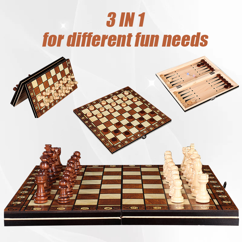 【ship from MY】44 x 44cm Wooden Chess Set Folding Chess Board Game ...