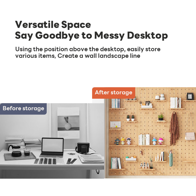 WOOD Pegboard Wall Storage Rack 60/80/120CM Solid Wood Wall Storage ...