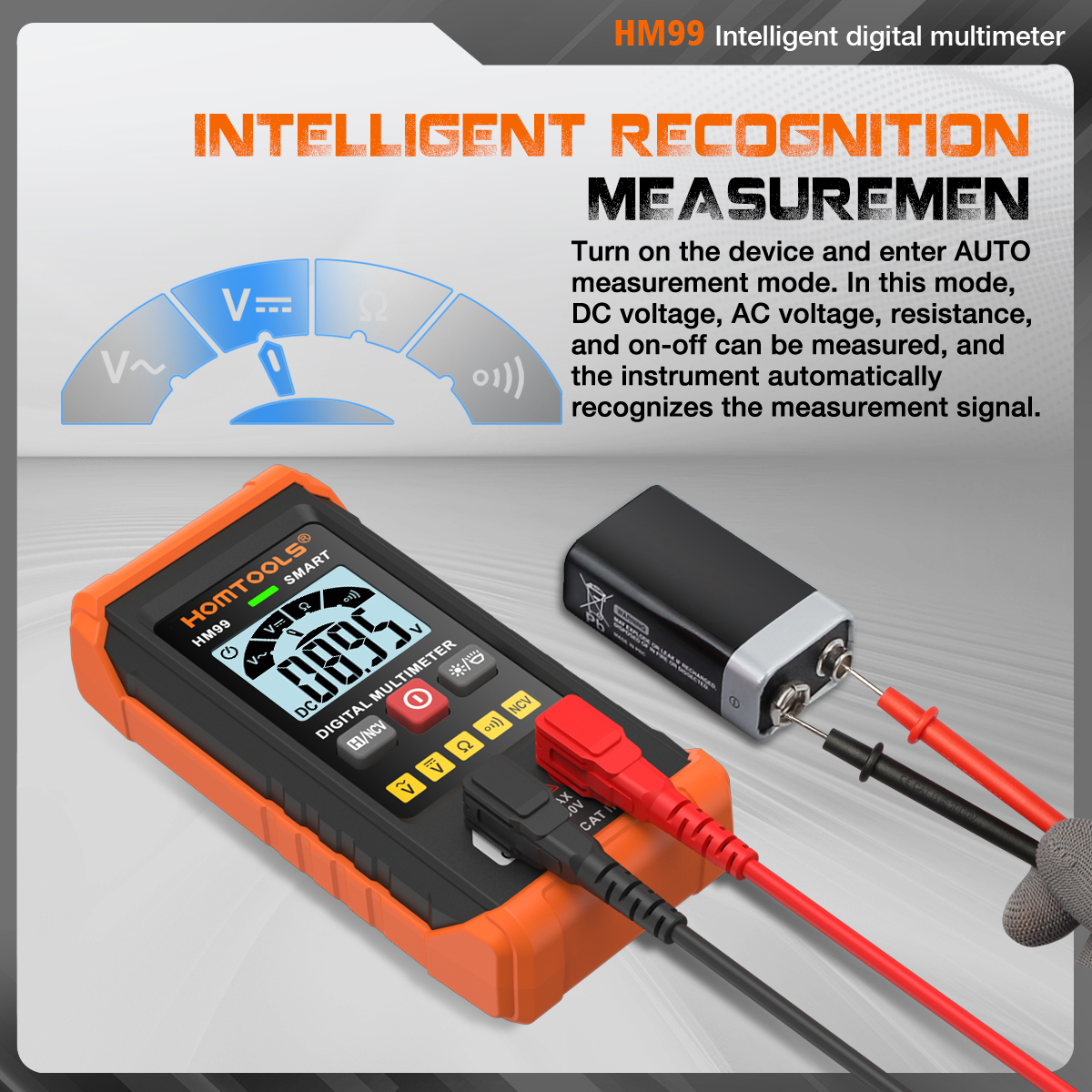 HOMTOOLS HM99 Auto Digital Smart Multimeter AC/DC 600V 4000 Counts ...