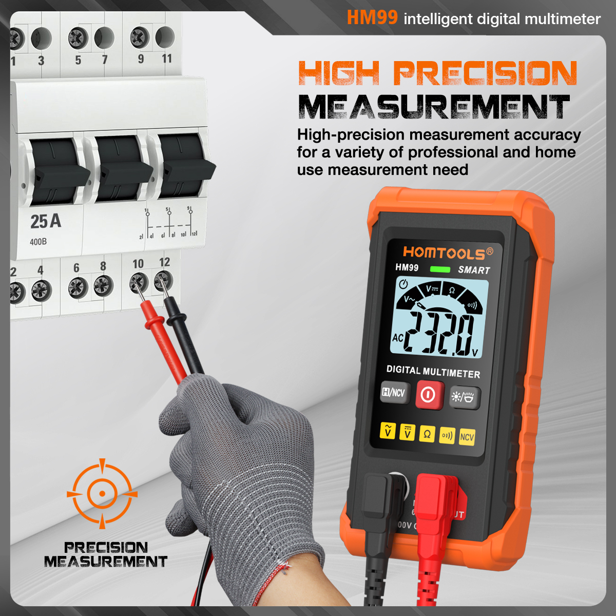 HOMTOOLS HM99 Auto Digital Smart Multimeter AC/DC 600V 4000 Counts ...