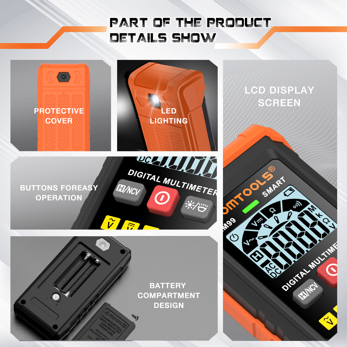 HOMTOOLS HM99 Auto Digital Smart Multimeter AC/DC 600V 4000 Counts ...