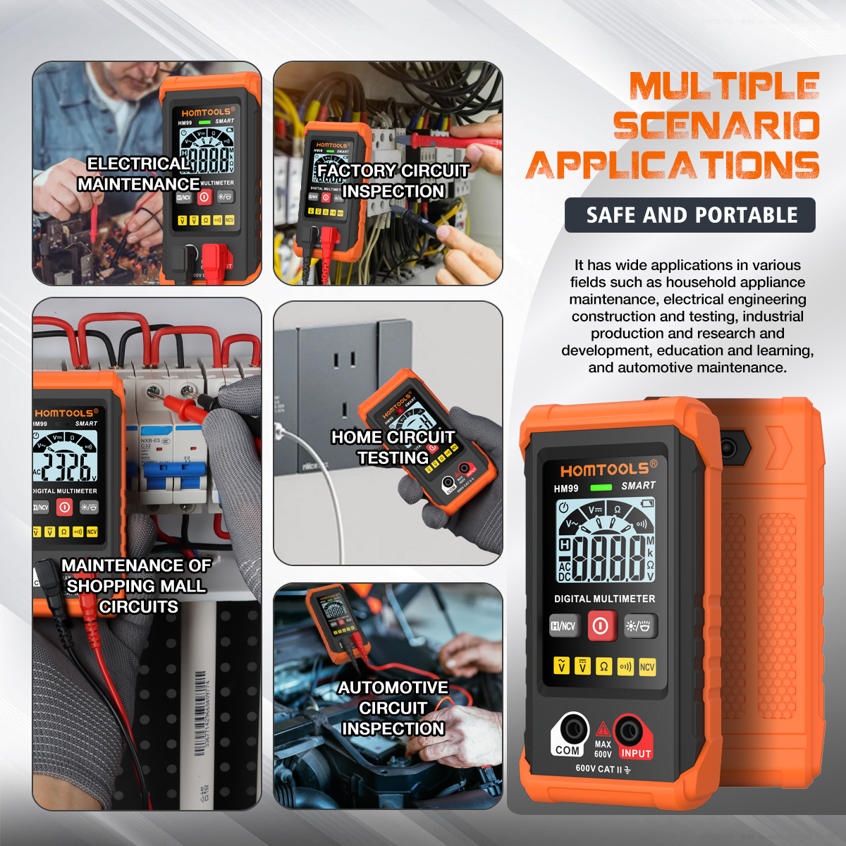 HOMTOOLS HM99 Auto Digital Smart Multimeter AC/DC 600V 4000 Counts ...