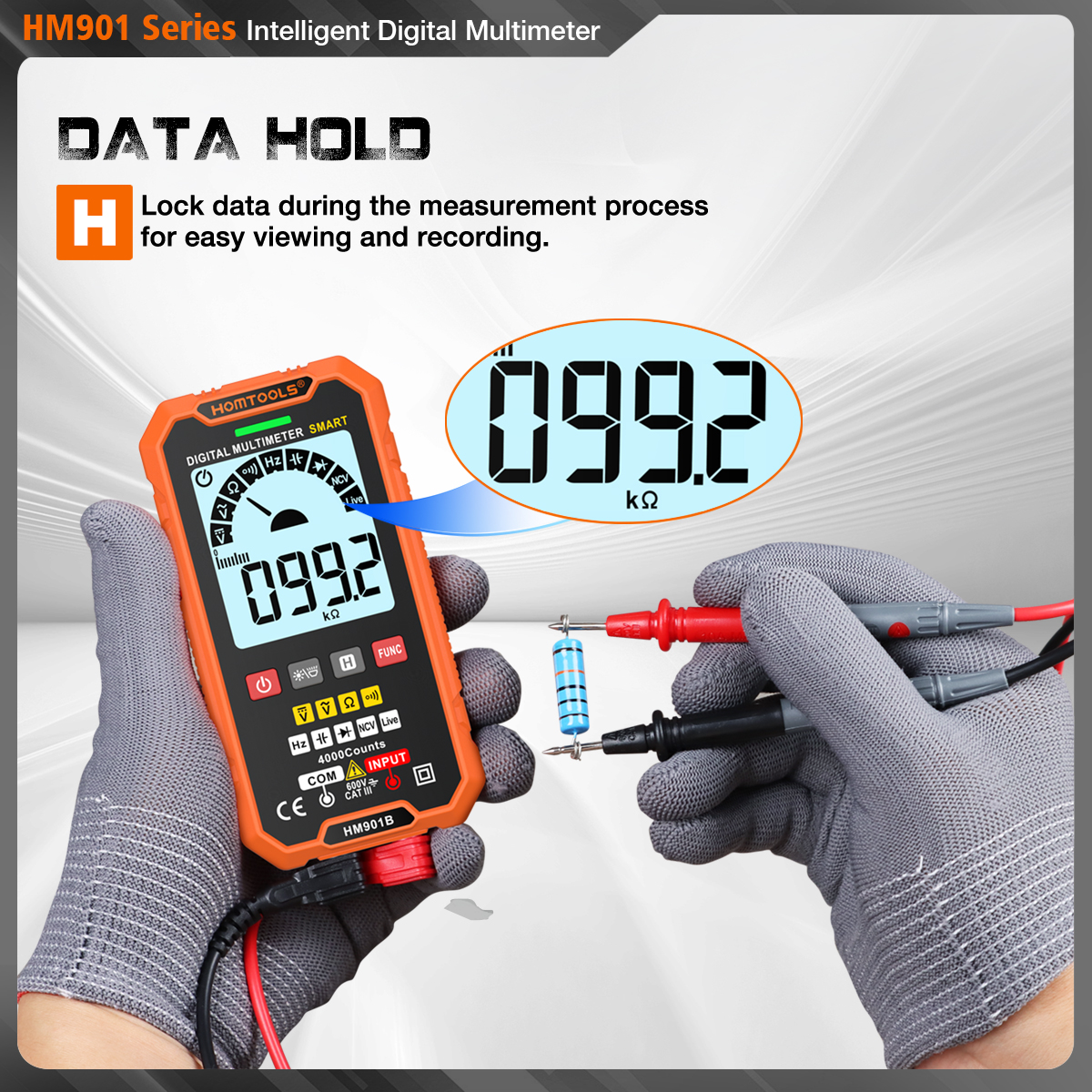 HOMTOOLS HM901A/B Intelligent Digital Multimeter 600V AC/DC Voltage ...