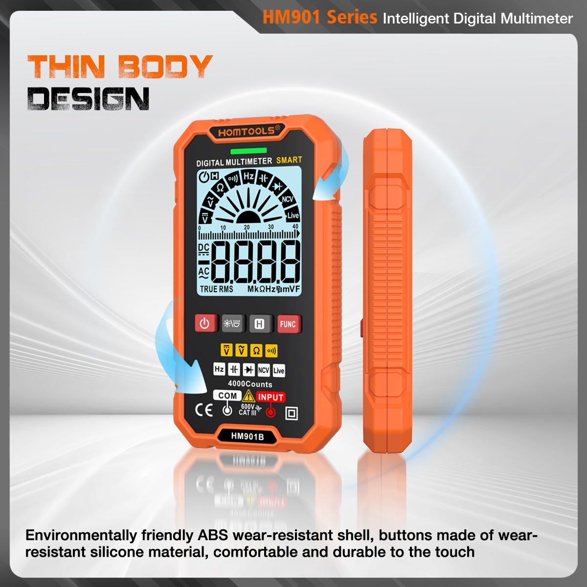 HOMTOOLS HM901A/B Intelligent Digital Multimeter 600V AC/DC Voltage ...