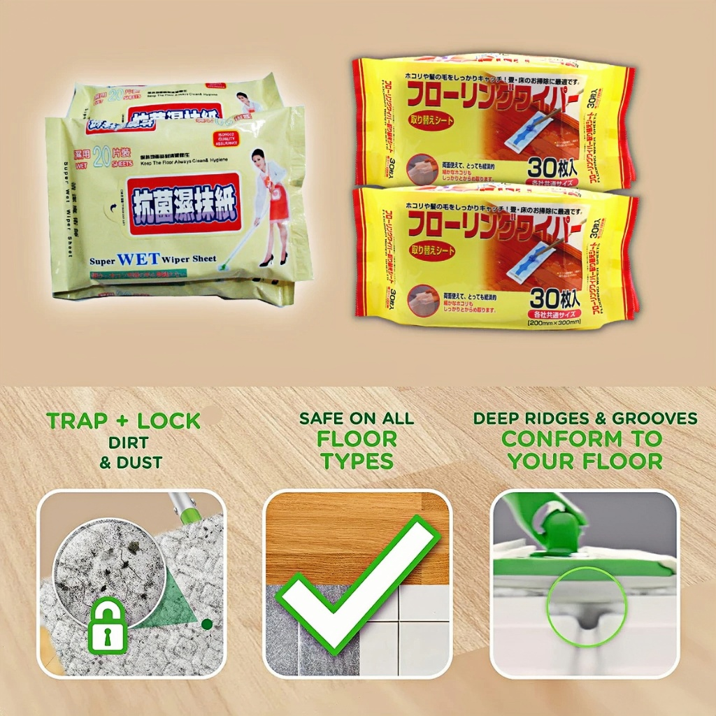 💫💫Mop Tisu Pakai Buang Wet Dry Wipe Tissue Wipes Kertas Pengelap Lantai ...