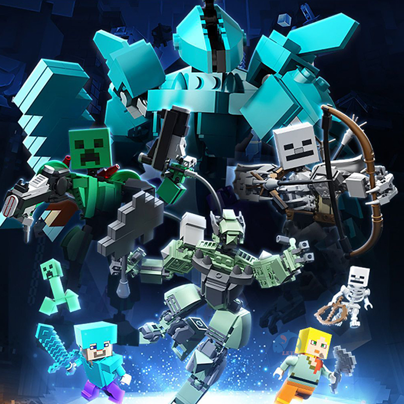 4 Style Action Figures Mech Toy Set,Minecraft Steve/Creeper/Skeleton ...