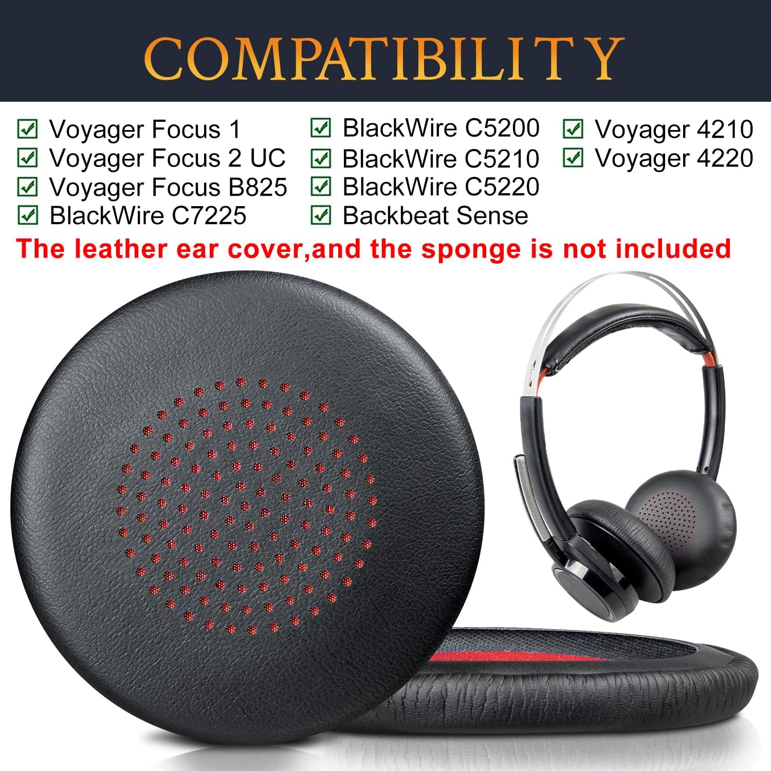 Replacement Earpads Cover For Plantronics Voyager Focus B825/1&2 UC ...