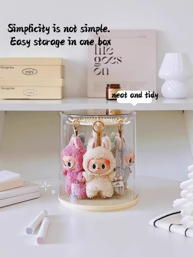 Hanging Labubu Pendant Display Box Rotating Transparent Labubu Plush ...