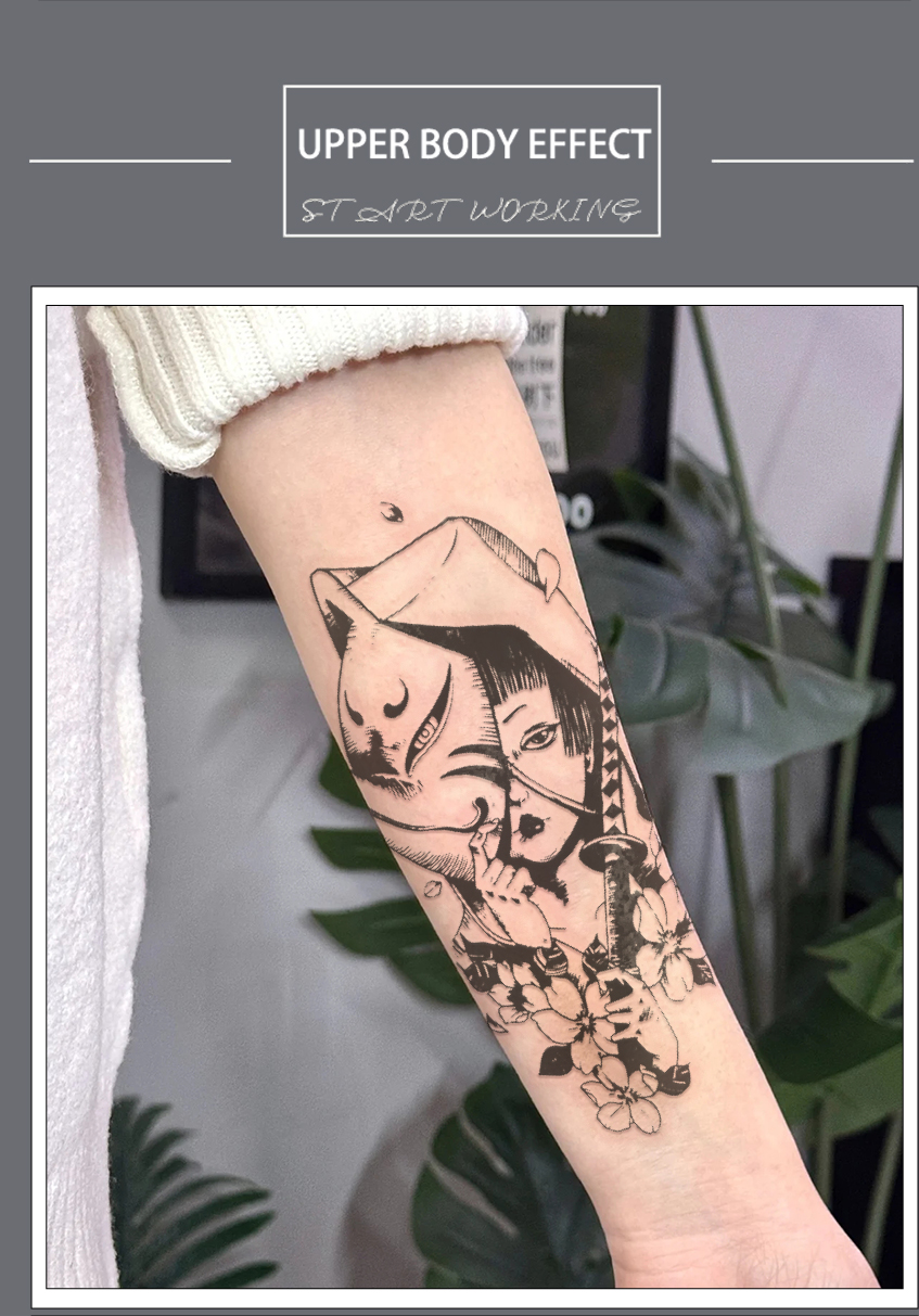 Waterproof Lasting 15 Days Temporary Tattoo Stickers, Geisha Prajna ...